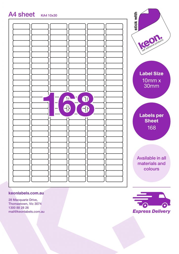 10mm x 30mm Inkjet & Laser Printer A4 Sticker Sheet Labels