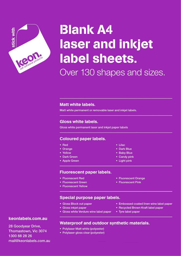 Check out our just released label template brochure - Keon Labels